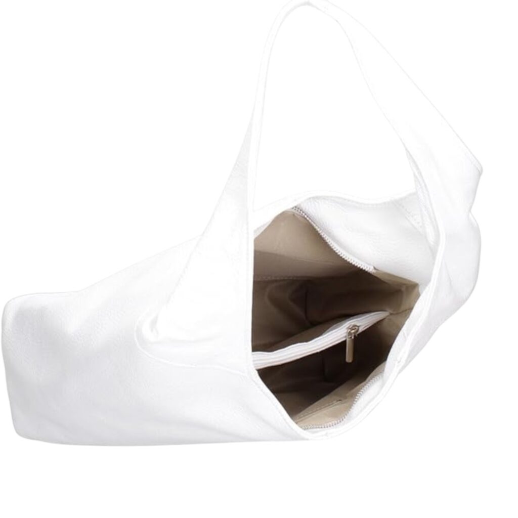 Handmade White Italian Leather hobo/slouch | Niche Handbags & Luggage