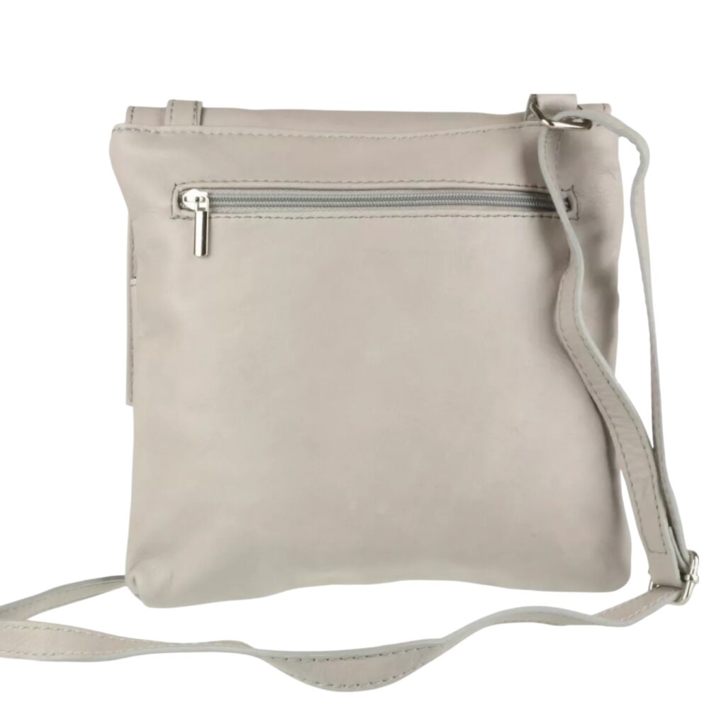 Italian Leather cross body bag in Light Grey | Niche Handbags & Luggage